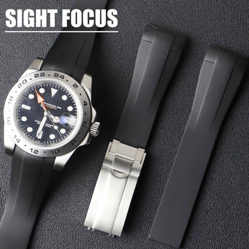 20mm 21mm 22mm Rubber Watch Band For Rolex Explorer II 16570 216570 ...