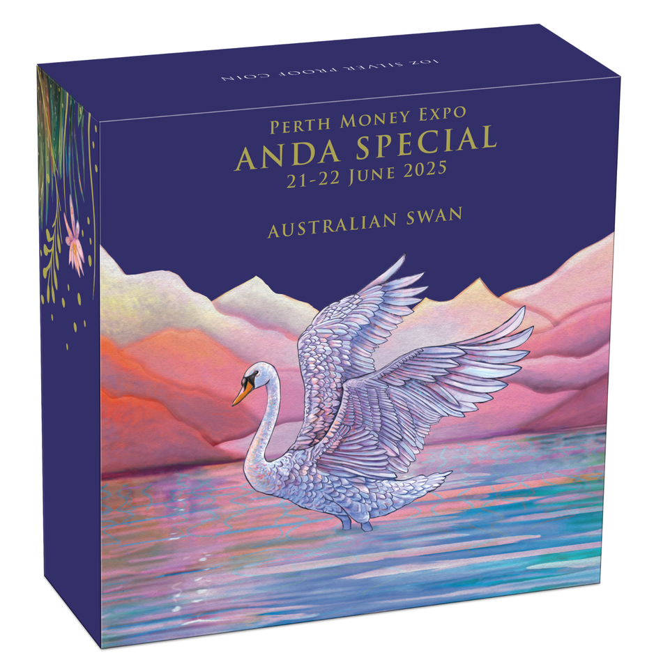 2025 ANDA PERTH MONEY EXPO AUSTRALIAN SWAN 1oz .9999 Silver $1 PROOF ...