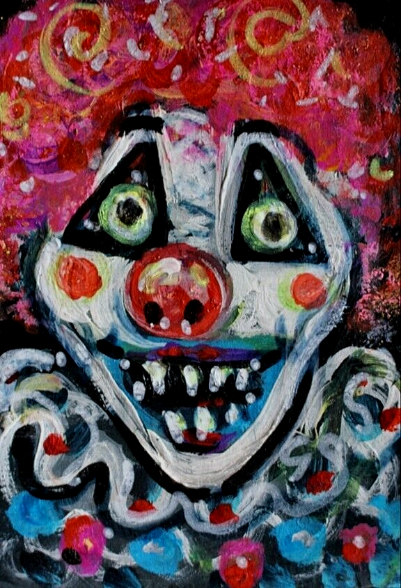 ORIGINAL ACEO Halloween CLOWN Circus Scary Horror Fear Nightmare ...