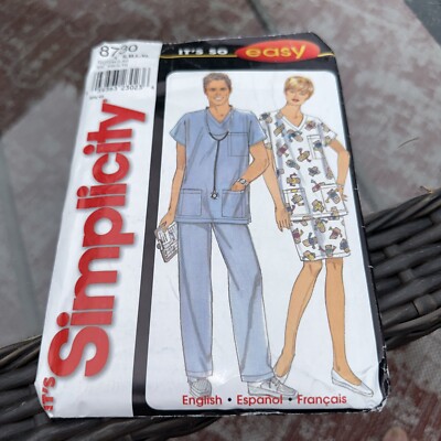 Simplicity 8730 Scrub Top Skirt & Pants Unisex Size S M L XL Sewing ...