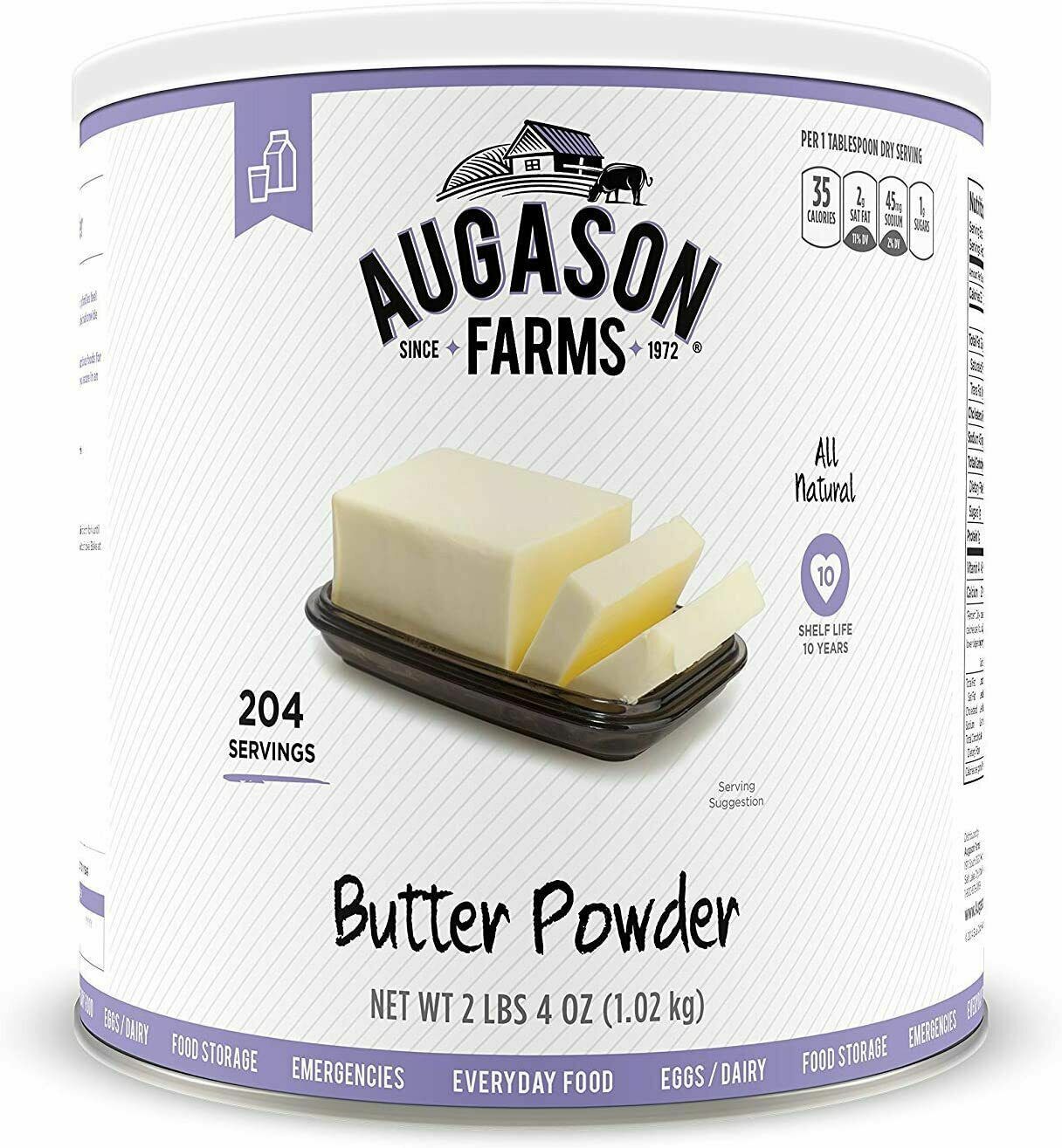 2 Pack - Augason Farms Butter Powder 2 lbs 4 oz No. 10 Cans, 10 Year ...