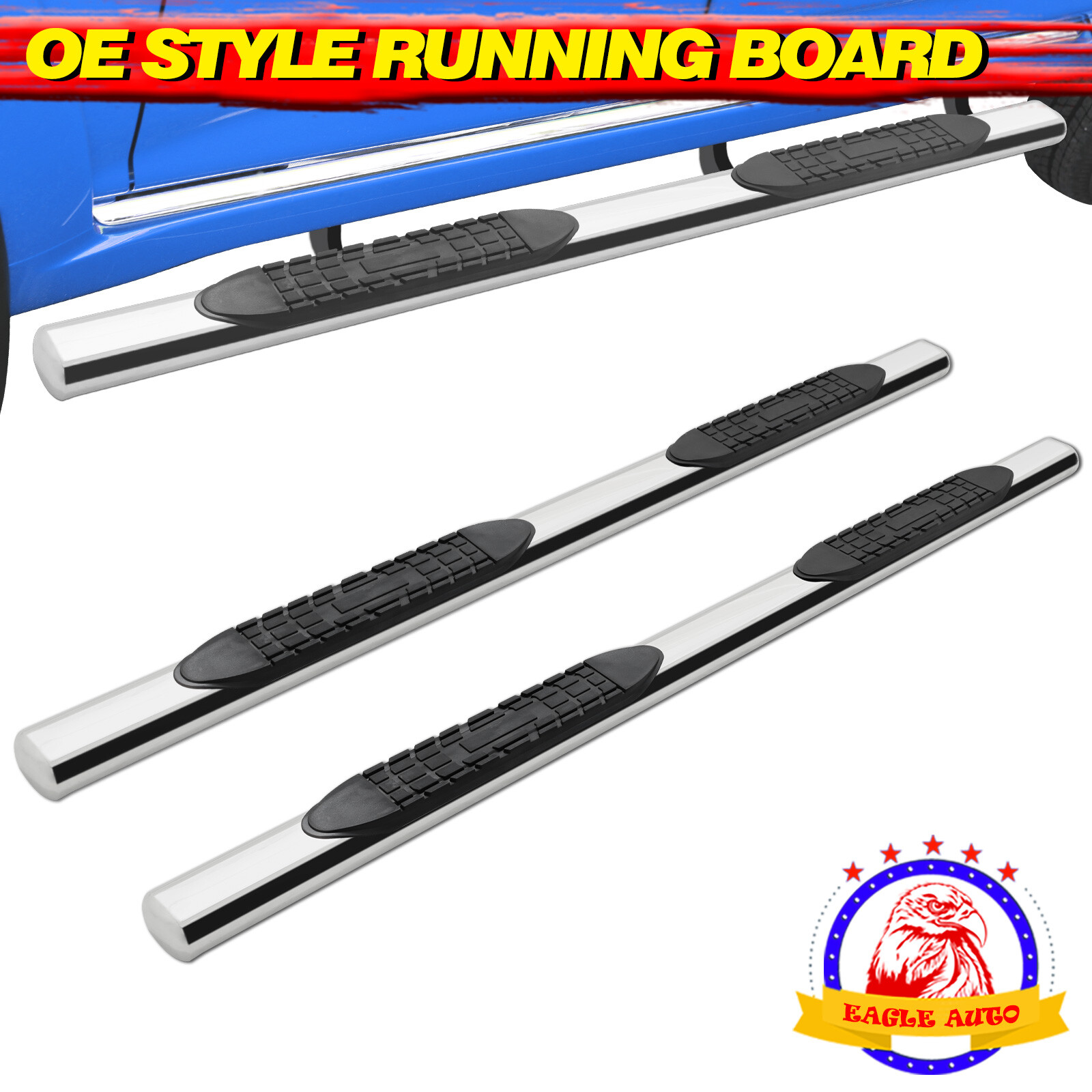 For 19-24 Silverado/Sierra Double Cab Side Step 4" Nerf Bar Running ...