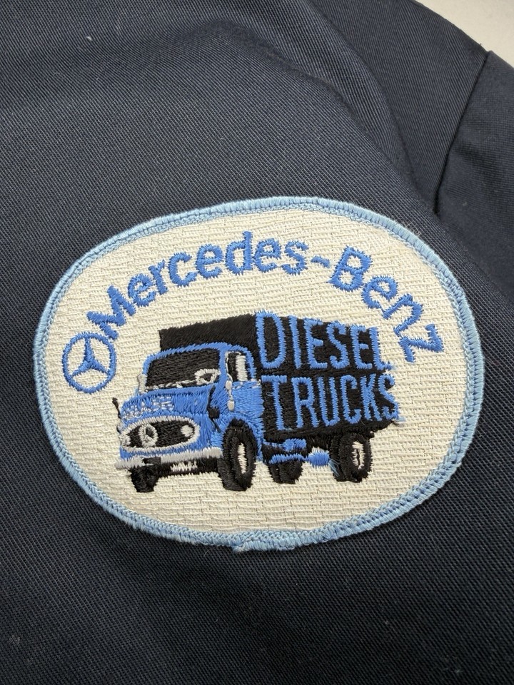 Vintage Mercedes Benz Diesel Trucks Mechanic Work Jacket Navy Blue | S ...