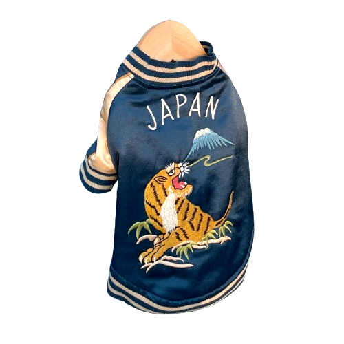 Tiger Design Jacket for dogs Sukajan Blue Embroidery Japan Pet Fashion ...