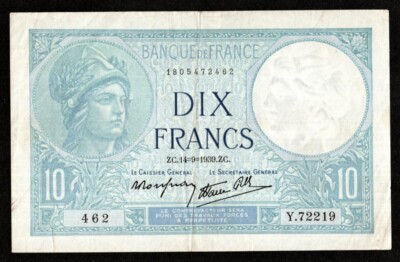 FRANCE 10 FRANCS BANKNOTE CURRENCY 1939 BANQUE DE FRANCE | eBay