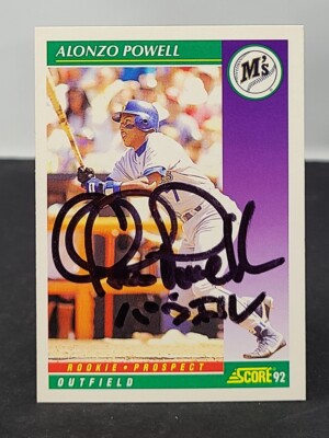 ALONZO POWELL Signed Autographed 1992 Score Baseball Card #413 Seattle ...
