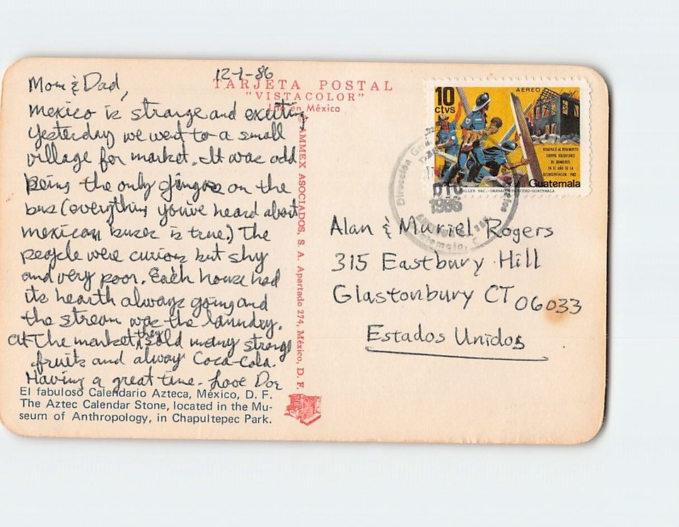 Postcard Aztec calendar Stone At Museum Of Anthropology In Chapultepec ...