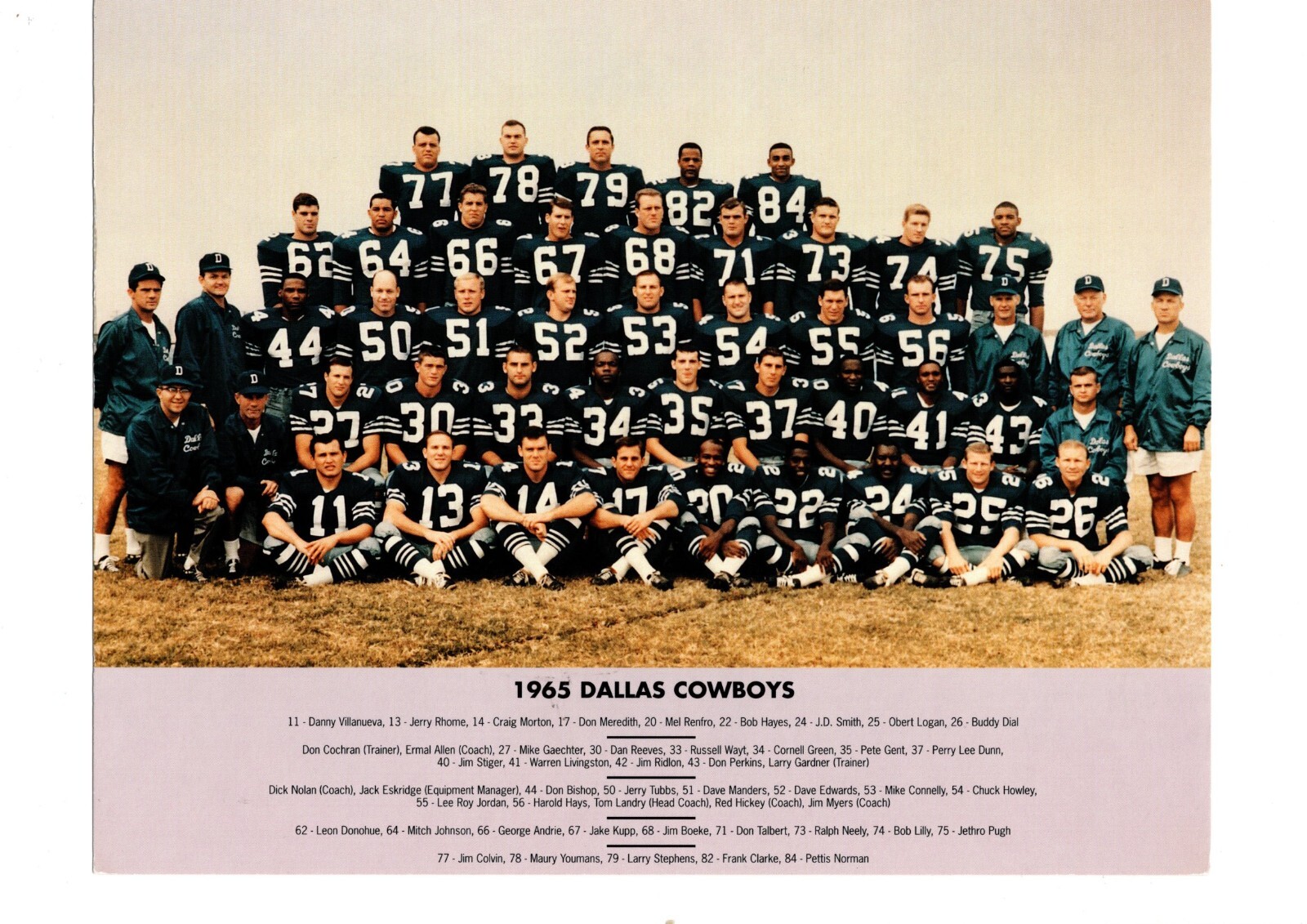 1965 DALLAS COWBOYS 8X10 TEAM PHOTO MEREDITH HAYES PUGH FOOTBALL NFL ...
