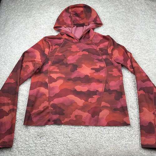 Athleta Pinnacle Red Camo Cropped Hoodie Womens Medium | eBay