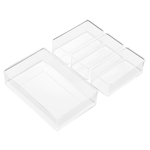 4Piece Clear Storage Bins,Drawer Organizer for Makeup,Cosmetics,Skin ...