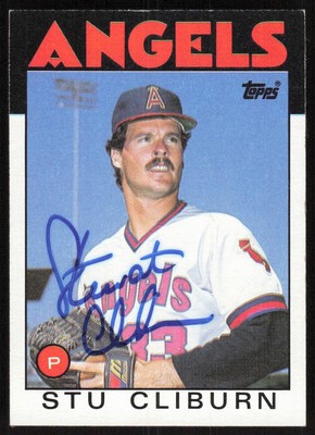1986 Topps Stu Cliburn Rookie Auto California Angels #179 Stewart Card ...