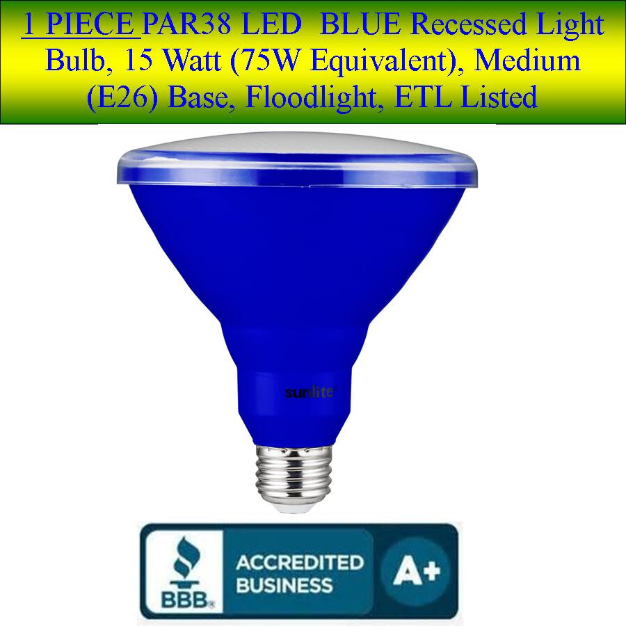 LED PAR38 Short Neck BLUE Recessed FloodLight 15 Watt Med E26 75W ...