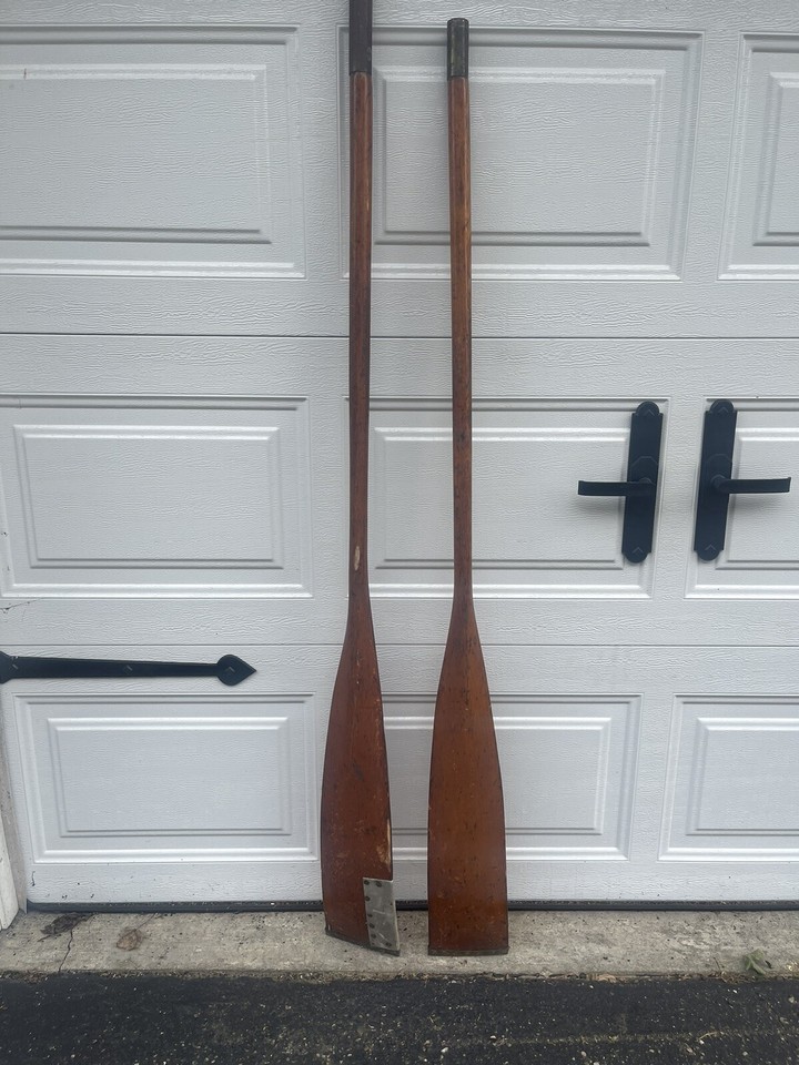Rare antique Set Paddle Wood SCULL ROWING Oars Sculling | eBay