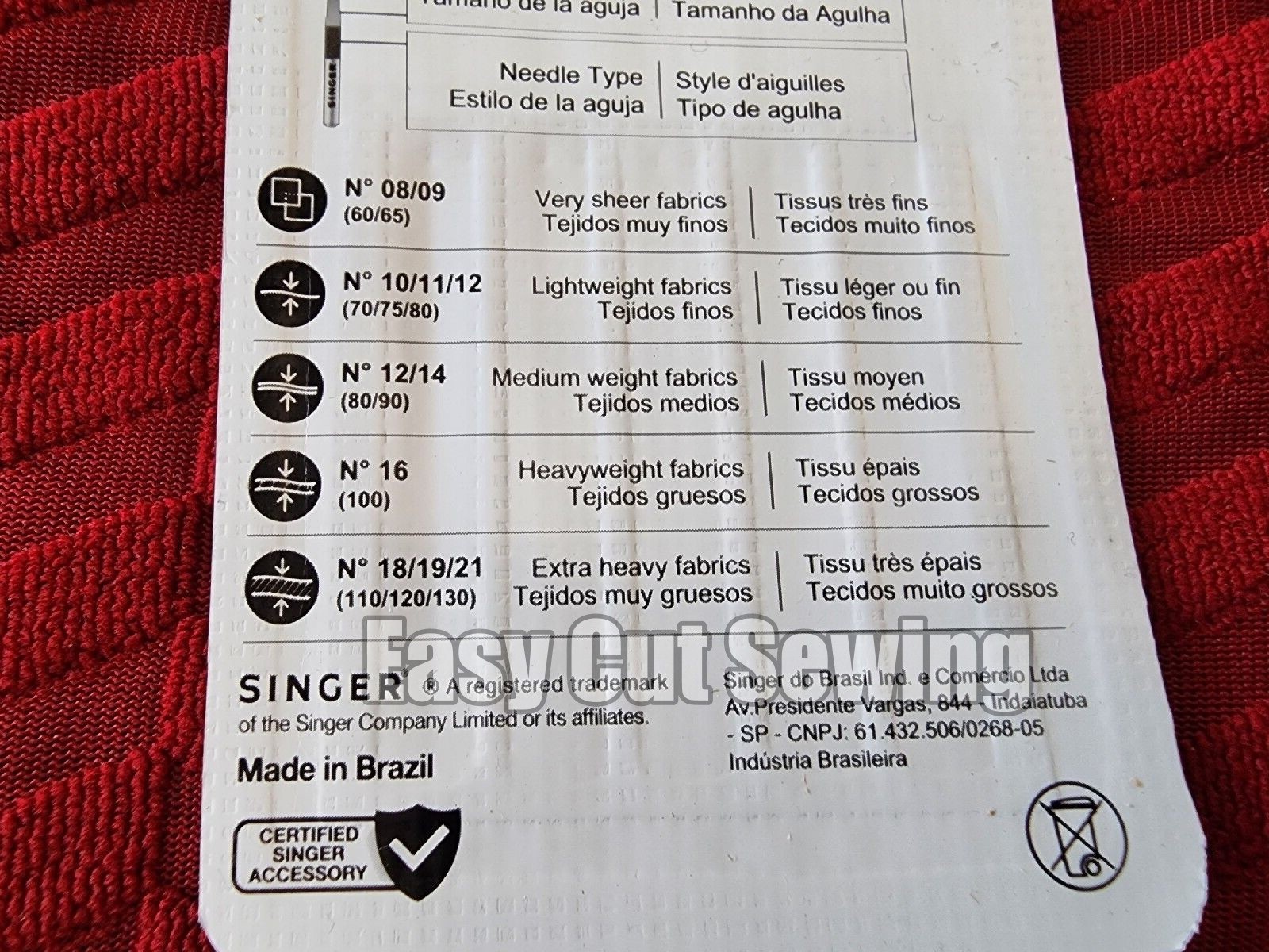 Singer Needles 201,301,301A,401,401A,403,404,501,501A " 70/10, 14/90 ...