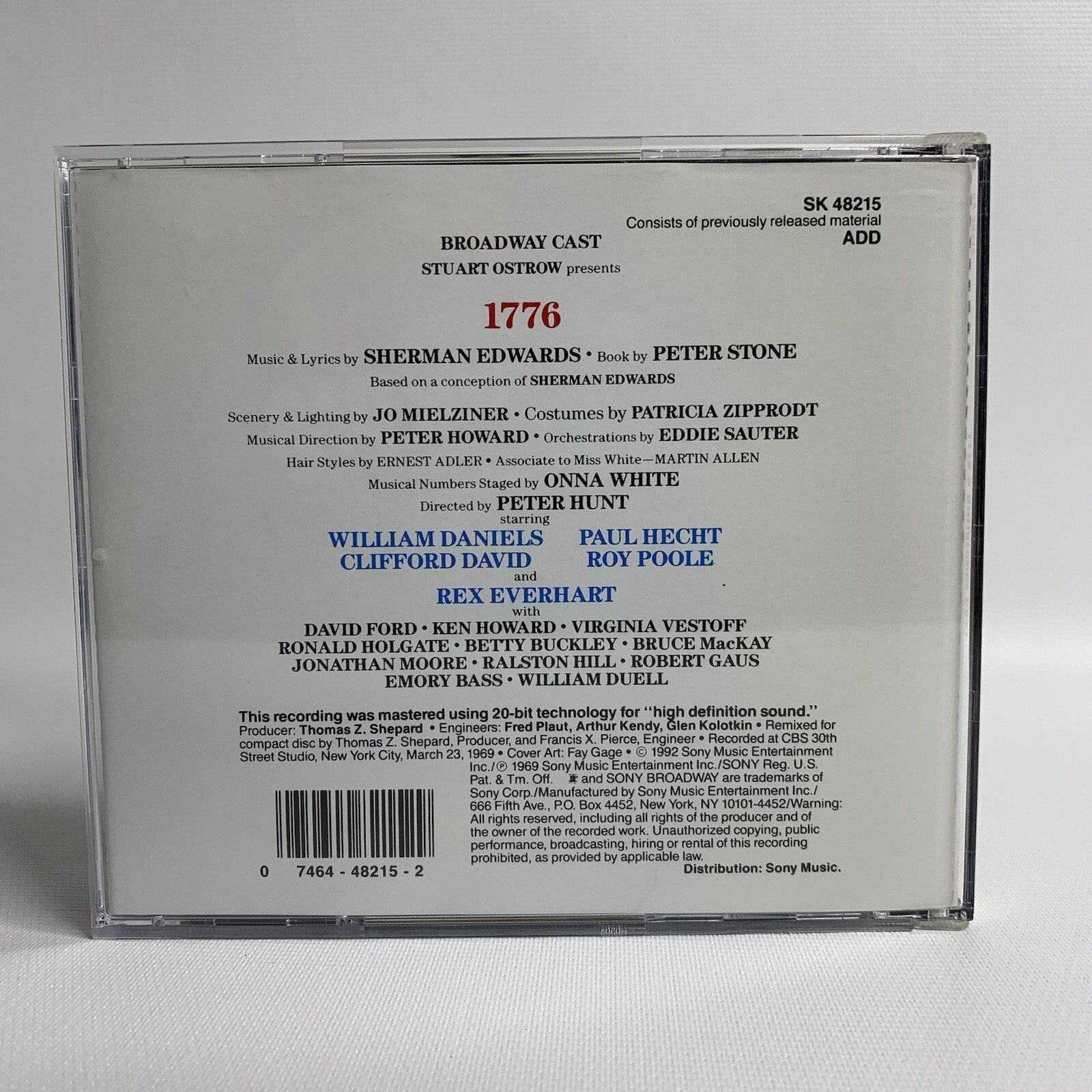 1776 (Original Broadway Cast Recording) by Original Cast (CD, May-1992 ...