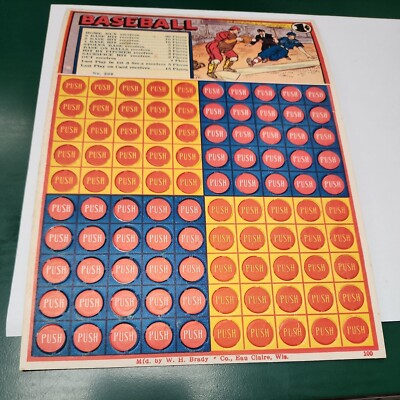 Baseball 1 Cent Punch Board Gambling Display Trade Stimulator RJB5E | eBay