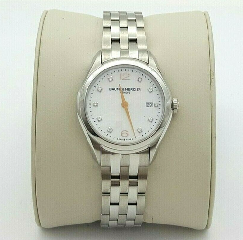 Genuine Baume and Mercier Clifton 10151 Mother of Pearl & Diamond ...