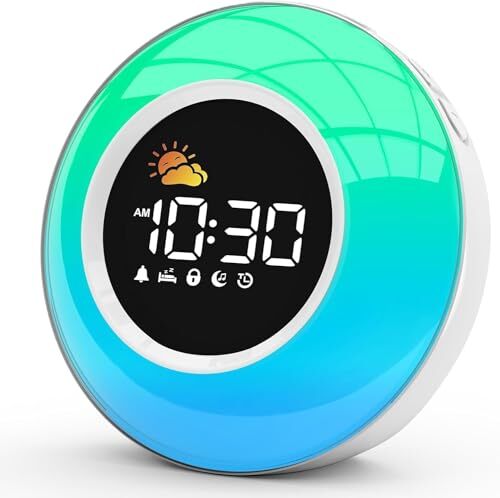 APUZOM Réveil Enfant Educatif Jour/Nuit, Réveil Enfant avec Veilleuse ...
