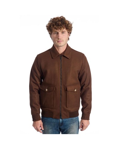 Roberto Pepe Luxury Brown Wool Bomber Jacket Classic Bomber Men | eBay