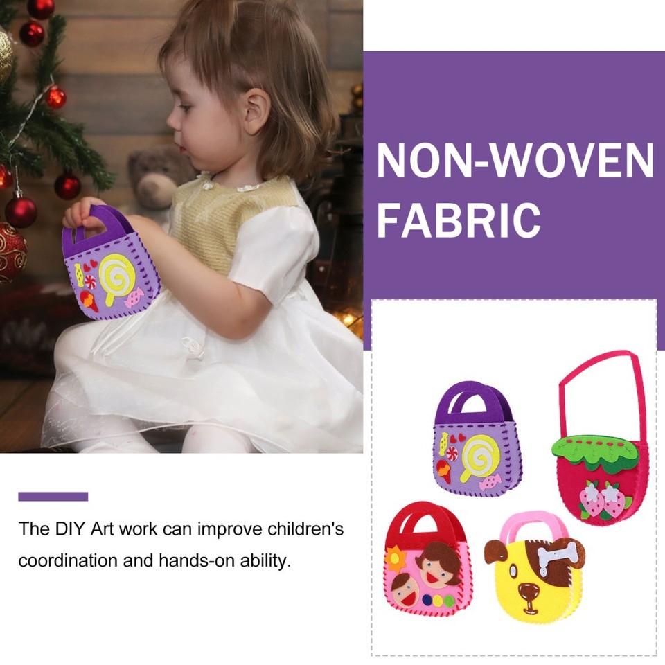 4 Sets Diy Handbag Kit Making Kid Sewing Craft Purse Kids Handmade ...