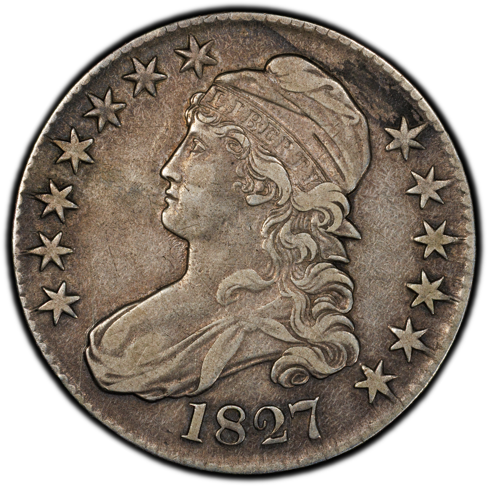 1827 Capped Bust Half Dollar "Square Base 2" PCGS XF Lovely Silver Type ...