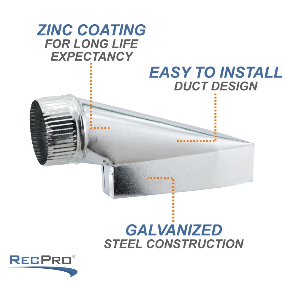 RecPro RV Ducting 4 Inch 90-Degree Register Boot | Torpedo Crimped Boot ...