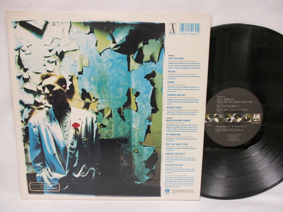John Adams Strong 1987 Promo Record Synth-pop NM A&M SP 5164 Gold Stamp ...