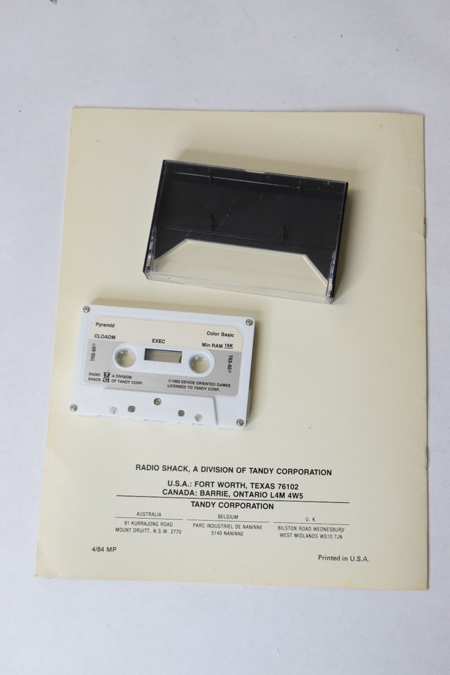 Pyramid 2000 16k Cassette Tape Game for Tandy Radio Shack TRS-80 Color ...