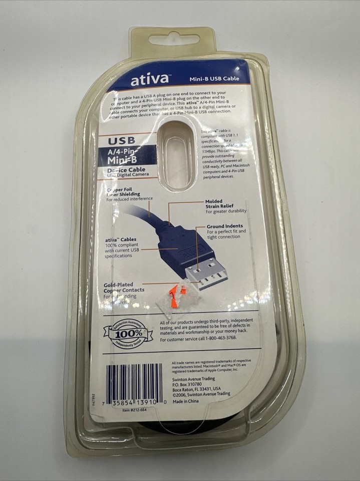 Ativa USB To 4-Pin Mini-B Plug 10 Ft Cable | eBay