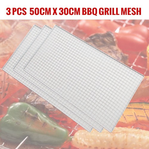 3X BBQ GRILL MESH MEAT FISH VEGETABLES NET FOR OUTDOOR CAMPING PICNIC ...