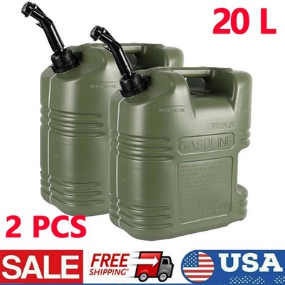 2X 5 Gallon Gas Can Fuel Storage Container No-Spill w/ Visible Stripe ...