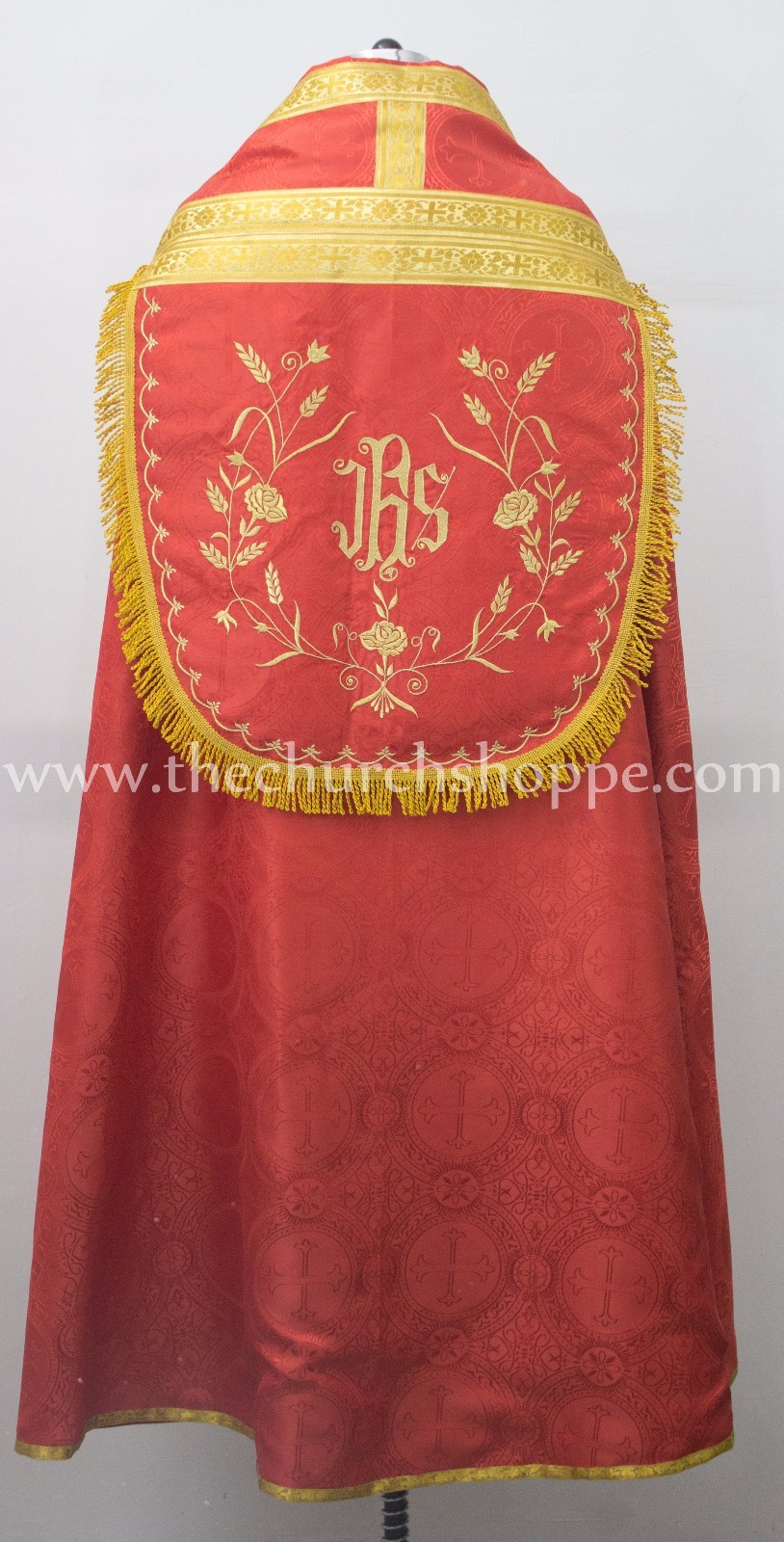 New Red Cope & Stole Set with IHS embroidery,capa pluvial,chape,far ...