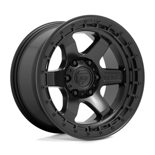 18 INCH FUEL 1PC BLOCK 18X9 6X114.3 ET 1 MATTE BLACK W/ BLACK RING ...