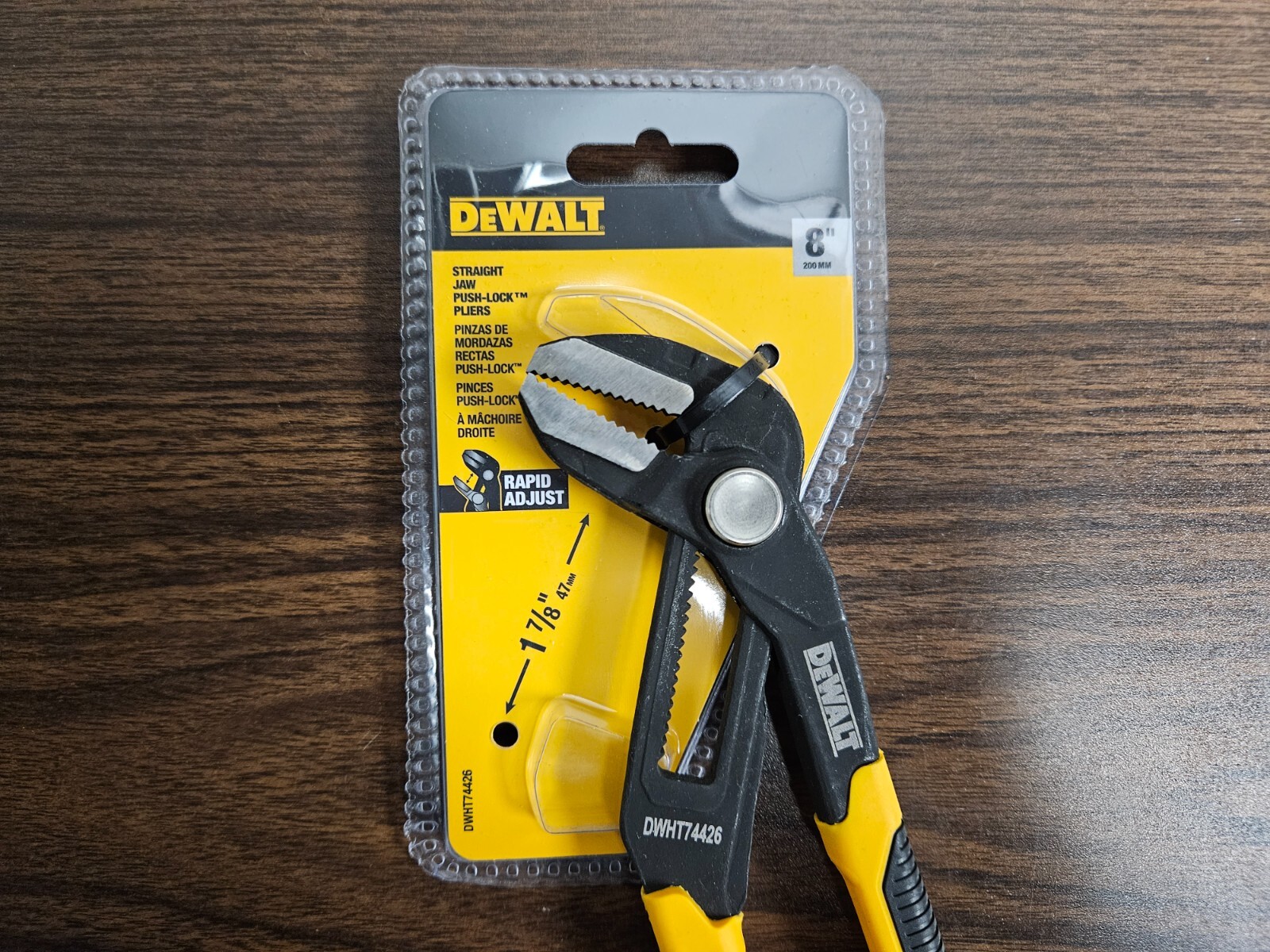 Dewalt DWHT74426 8 Inch Straight Jaw Push-Lock Pliers New | eBay