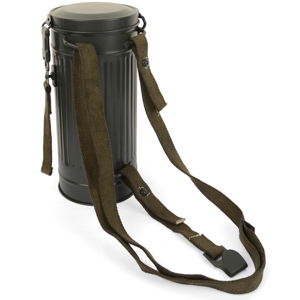 Repro WW2 German Mask Canister - Army Tin Container Can with Straps ...