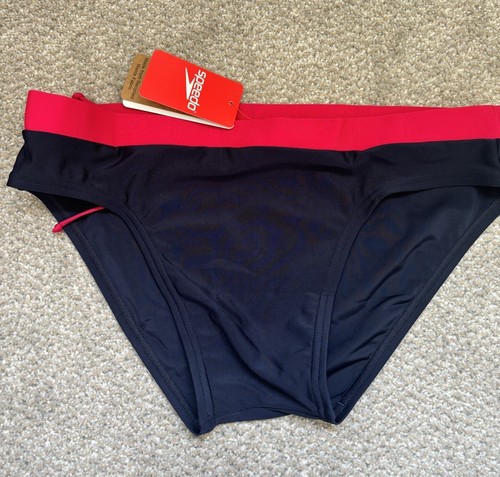 Men’s BNWT Speedo Blue with Pink Trim Briefs size 34” 🩲Swim Sun 🌞 ...