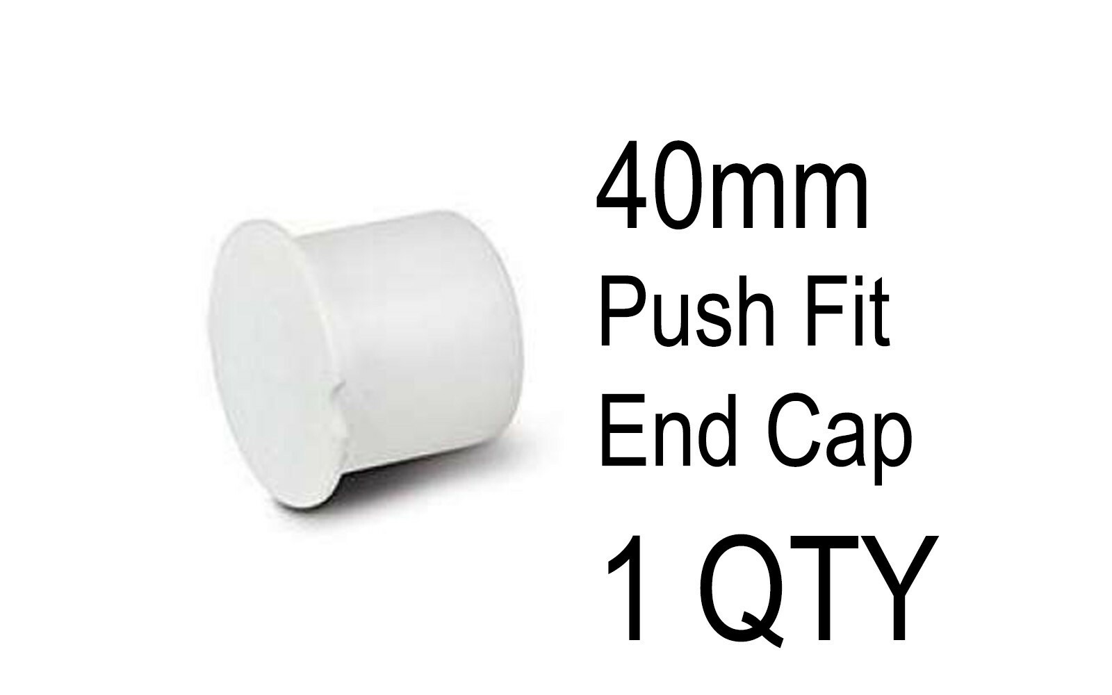 10 X 40mm Push Fit Waste Socket Plug White End Cap Stop Pipe Water ...