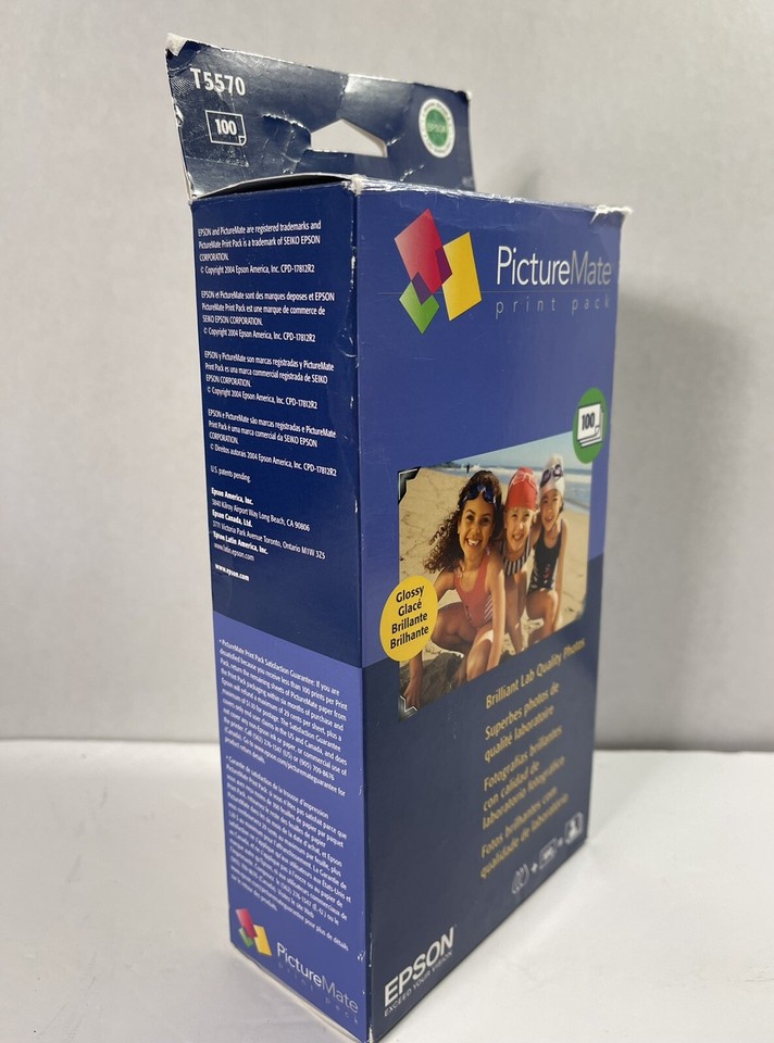 Epson T5570 PictureMate Print Pack Inkjet Cartridge w/ 100 Photo Paper ...