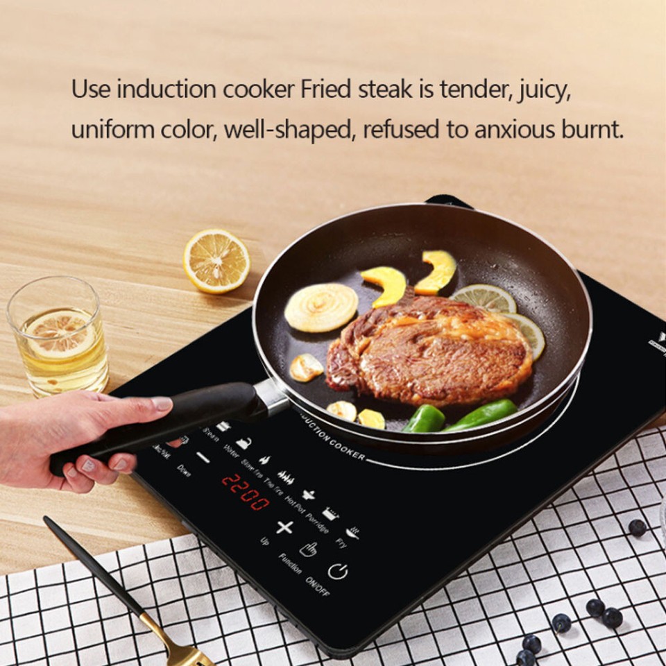 220V 2200W Portable Induction Cooktop Burner Countertop Cooker Hot Pot ...