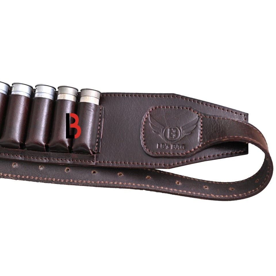 Cowhide Leather Shotshell Bandolier Belt Shotgun Shell Belt Ammunition ...