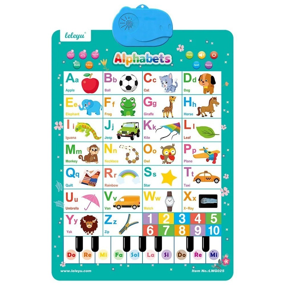 Talking Alphabet Wall Chart Kids Educational Toy ABC 123 Music Learning ...