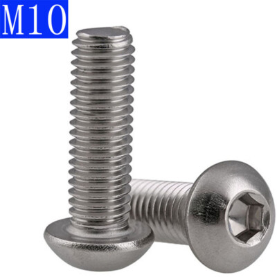 M10 10mm M10 -1.5 Metric 304 Stainless Steel Hex Socket BUTTON HEAD ...