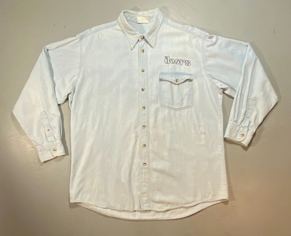 Vtg Jim Morrison / the Doors 90's band Denim Look Shirt XL Long Sleeve ...