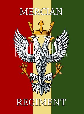 MERCIAN REGT CAP BADGE PRINTED ON A METAL SIGN, FRIDGE MAGNET. CREDIT ...