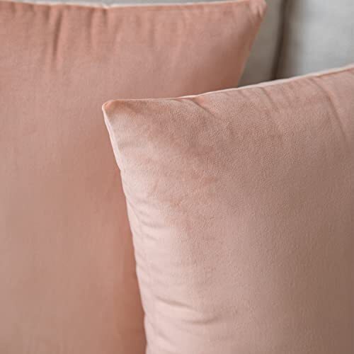 Set of 2 Dusty Rose Colored Solid Velvet Throw Pillow Covers, Cozy Soft ...