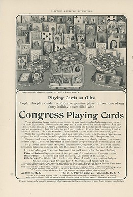 1905 Congress Playing Cards Ad Card Back Designs Gift Sets Games | eBay