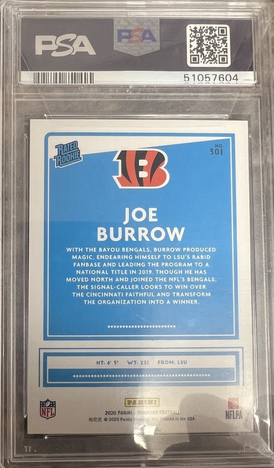 2020 Panini Donruss - Rated Rookie Joe Burrow #301 Press Proof Blue (RC ...