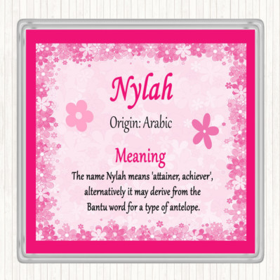 Nylah Name Meaning Drinks Mat Coaster Pink | eBay UK