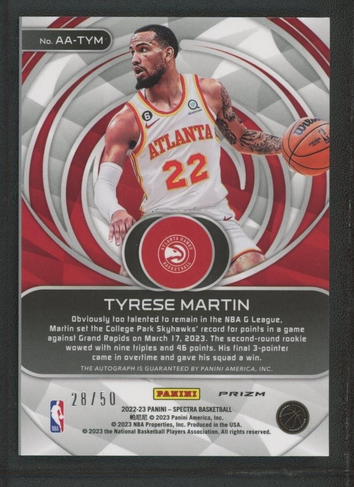 2022-23 Tyrese Martin 28/50 auto panini spectra aspiring rookie rc ...