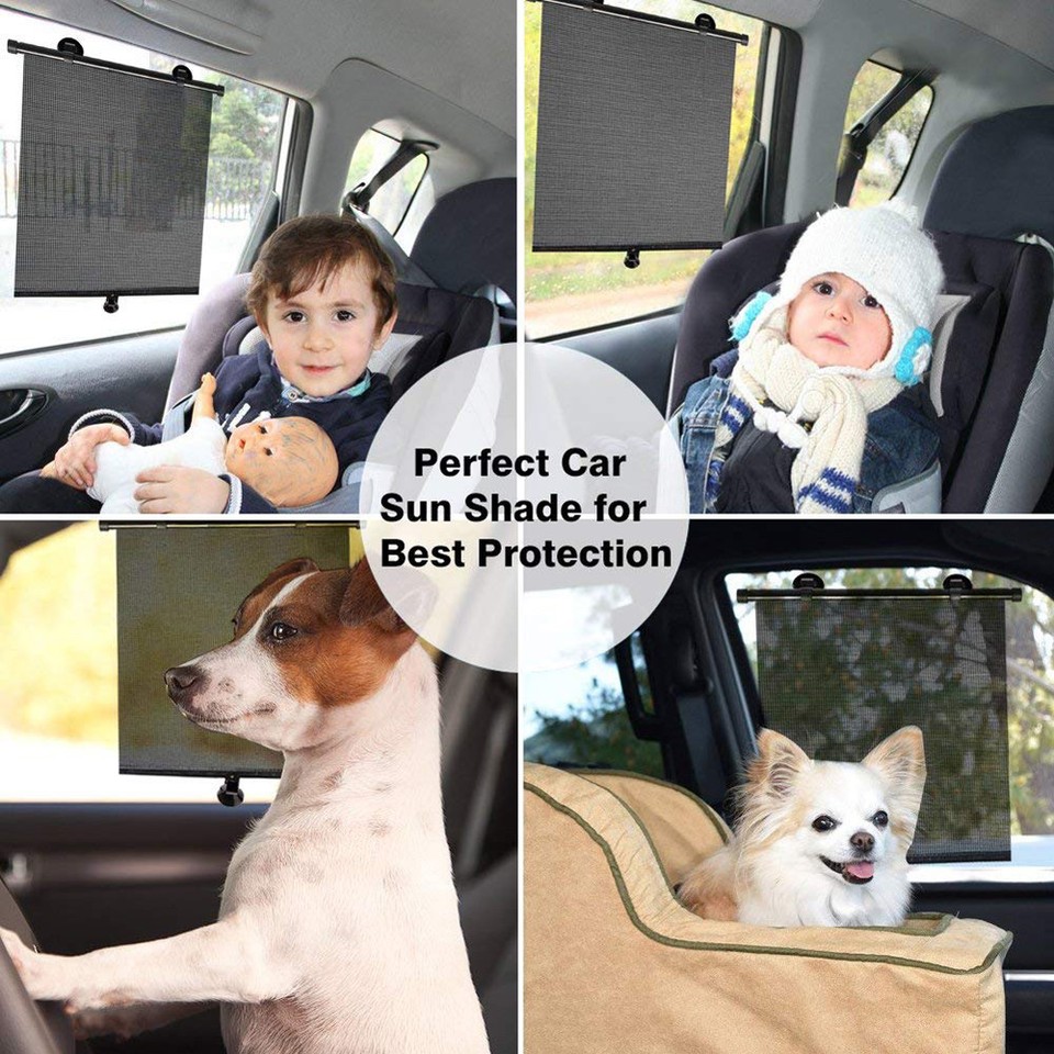 Pair Car Window Sun Shade Roller Blind Screen Protector Baby Kids Side ...